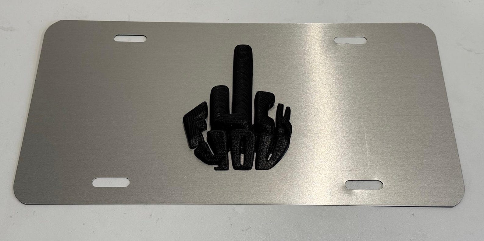 Super Round Fu Middle Finger 3D Version - Unique - License Plate INSERT ...