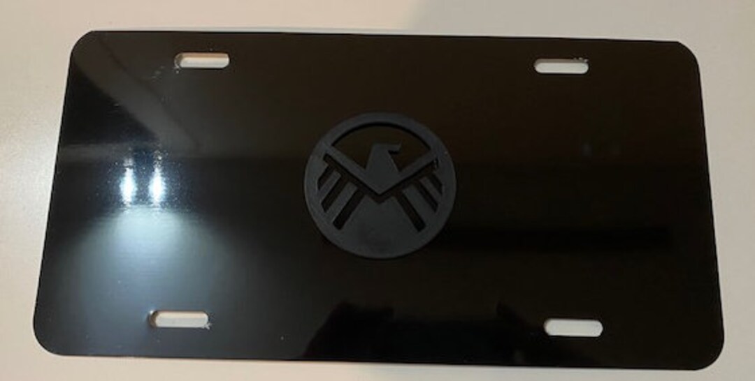Shield in 3D License Plate INSERT Black With Black Automotive License ...