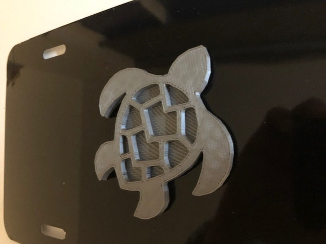 Turtle in 3D Grey With Grey Shell Black Automotive License | Etsy