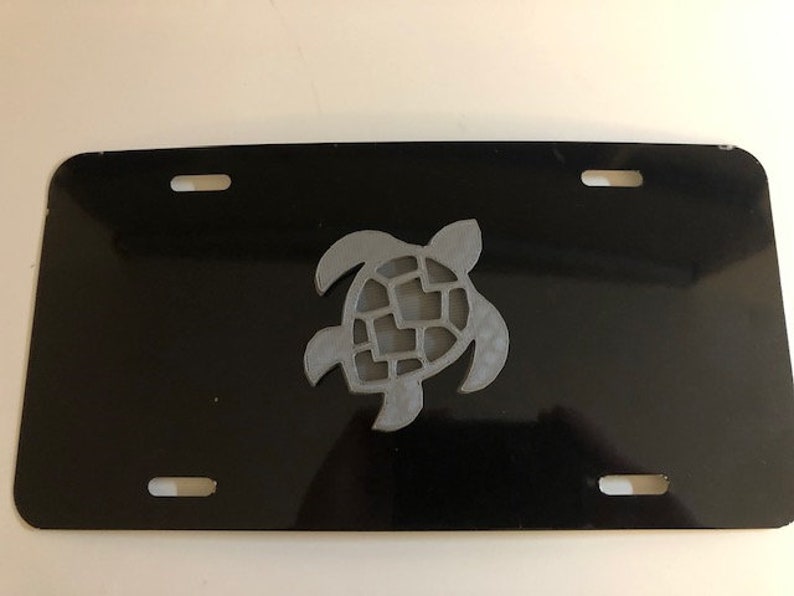 Turtle in 3D Grey With Grey Shell Black Automotive License | Etsy
