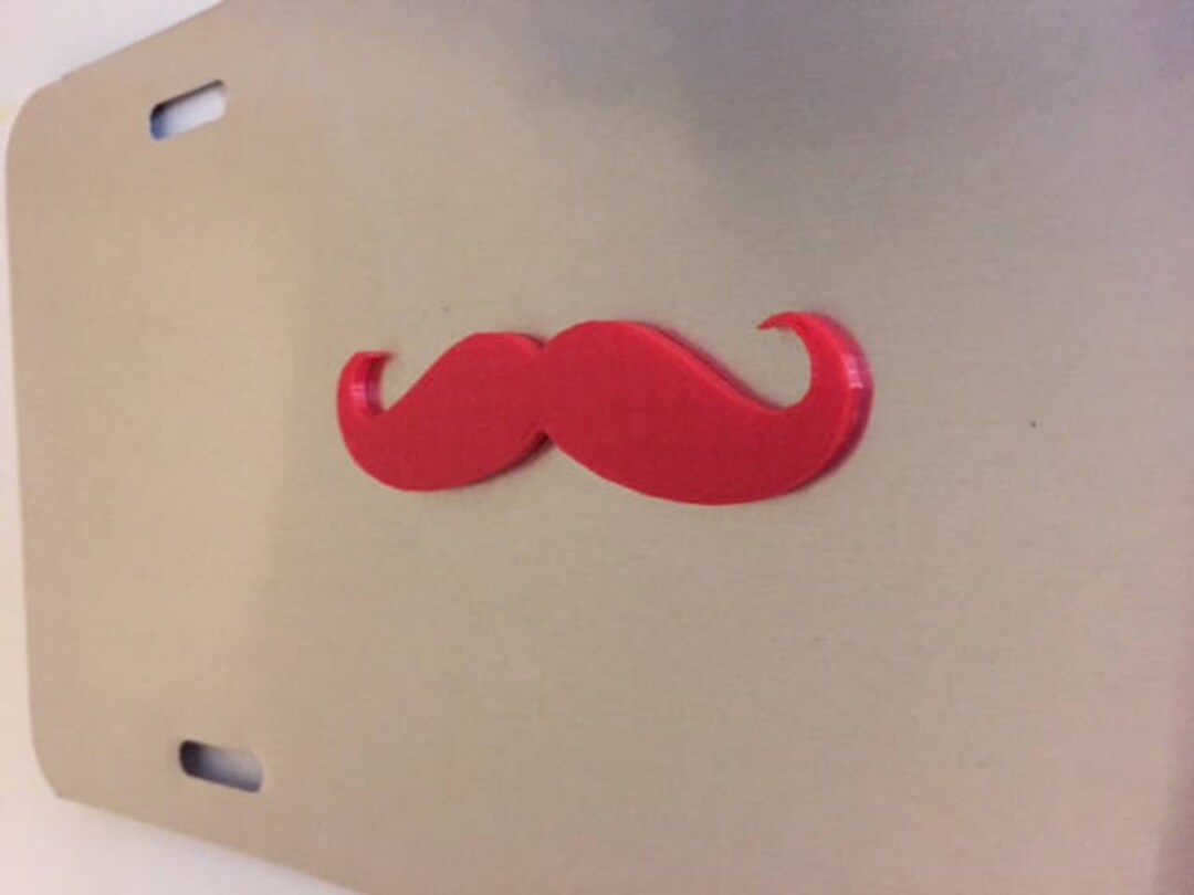 Sassy Moustache in 3D Version - Unique - License Plate INSERT Grey With ...