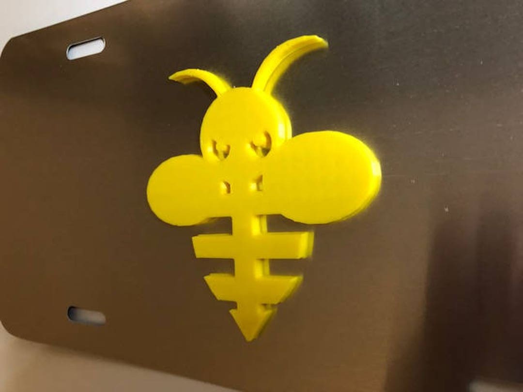 Bumble Bee Buzz in 3d - Unique - License Plate INSERT Grey With White ...