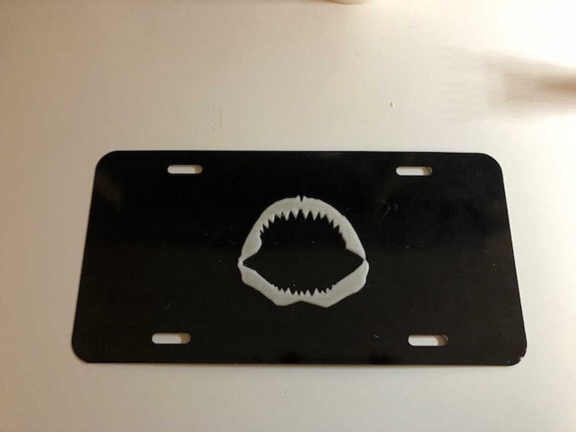 Shark Teeth Jaws in 3D Version - Glow in the DARK - License Plate ...