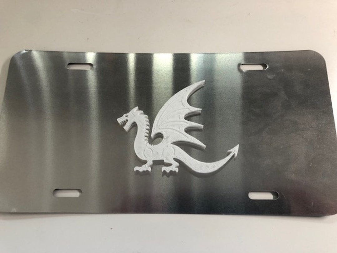 Dragon in 3D License Plate INSERT Grey With White Automotive License ...