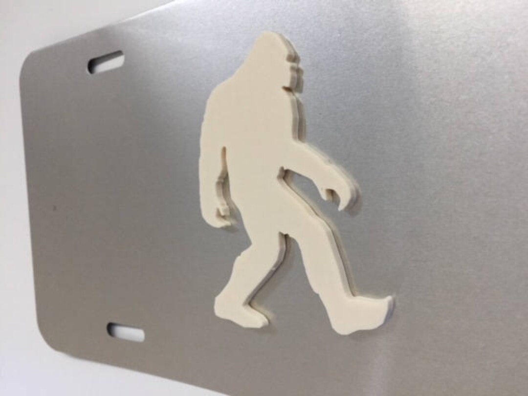 Bigfoot 3D Version - Unique - License Plate INSERT Grey With White ...