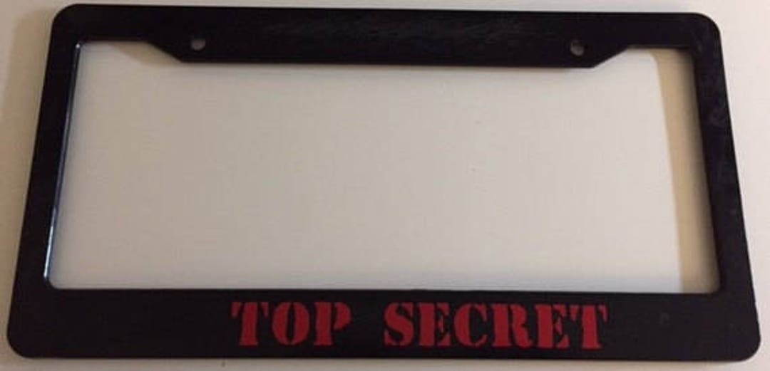 Top Secret - Army Style Font - Black With Red Automotive License Plate ...