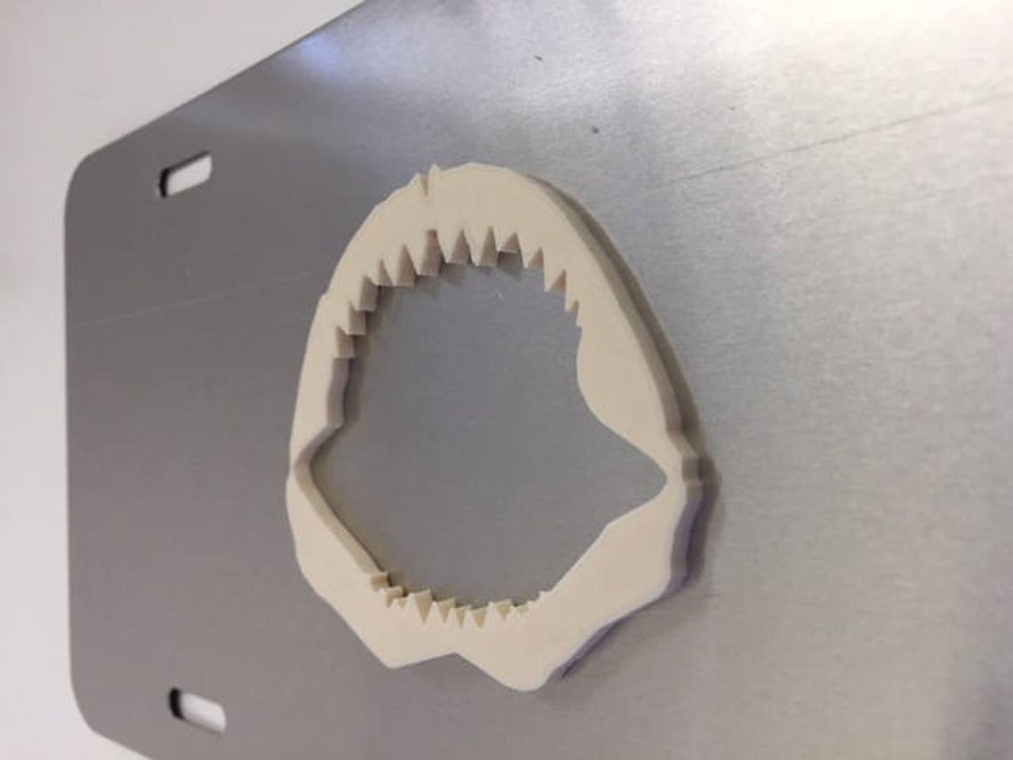 Jaws Shark Teeth - License Plate INSERT Grey With White Automotive ...