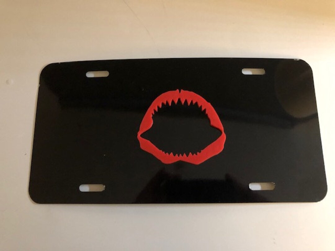Jaws Shark Teeth - License Plate INSERT Black With RED Automotive ...