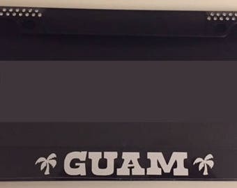 Guam With Palm Tree Chrome Automobile License Plate Frame - Etsy