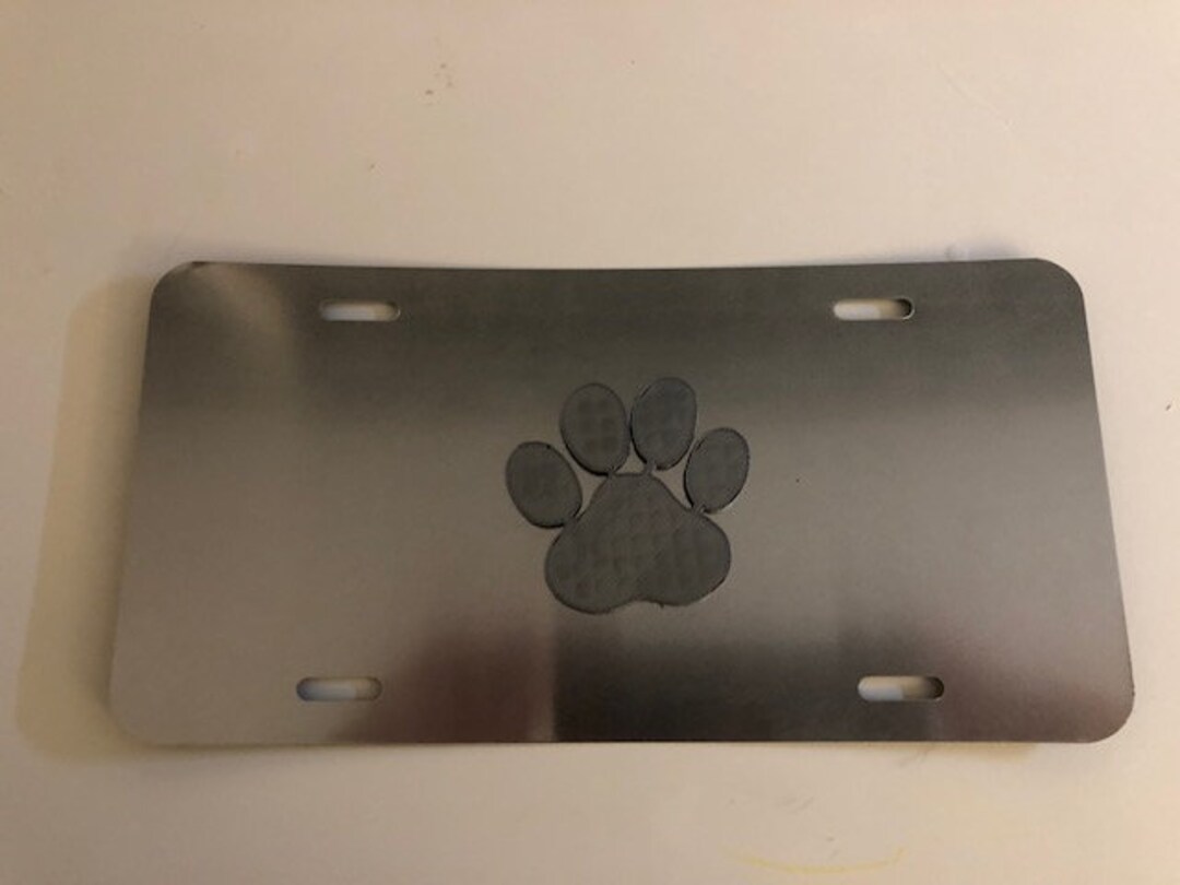 Dog Paw in 3D Version - Unique - License Plate INSERT Grey With Grey ...