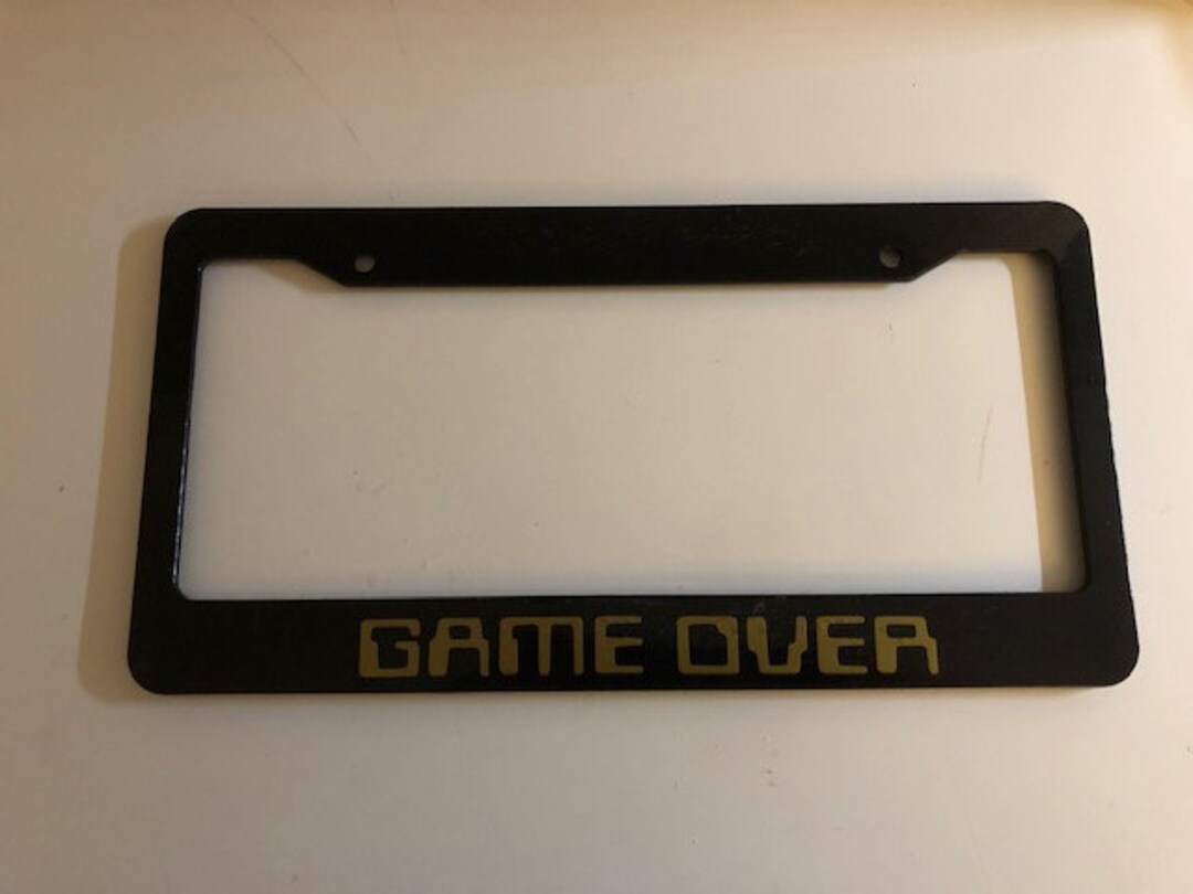 Gamer Over in 8 Bit Black With Gold License Plate Frame Gamer Game Geek ...