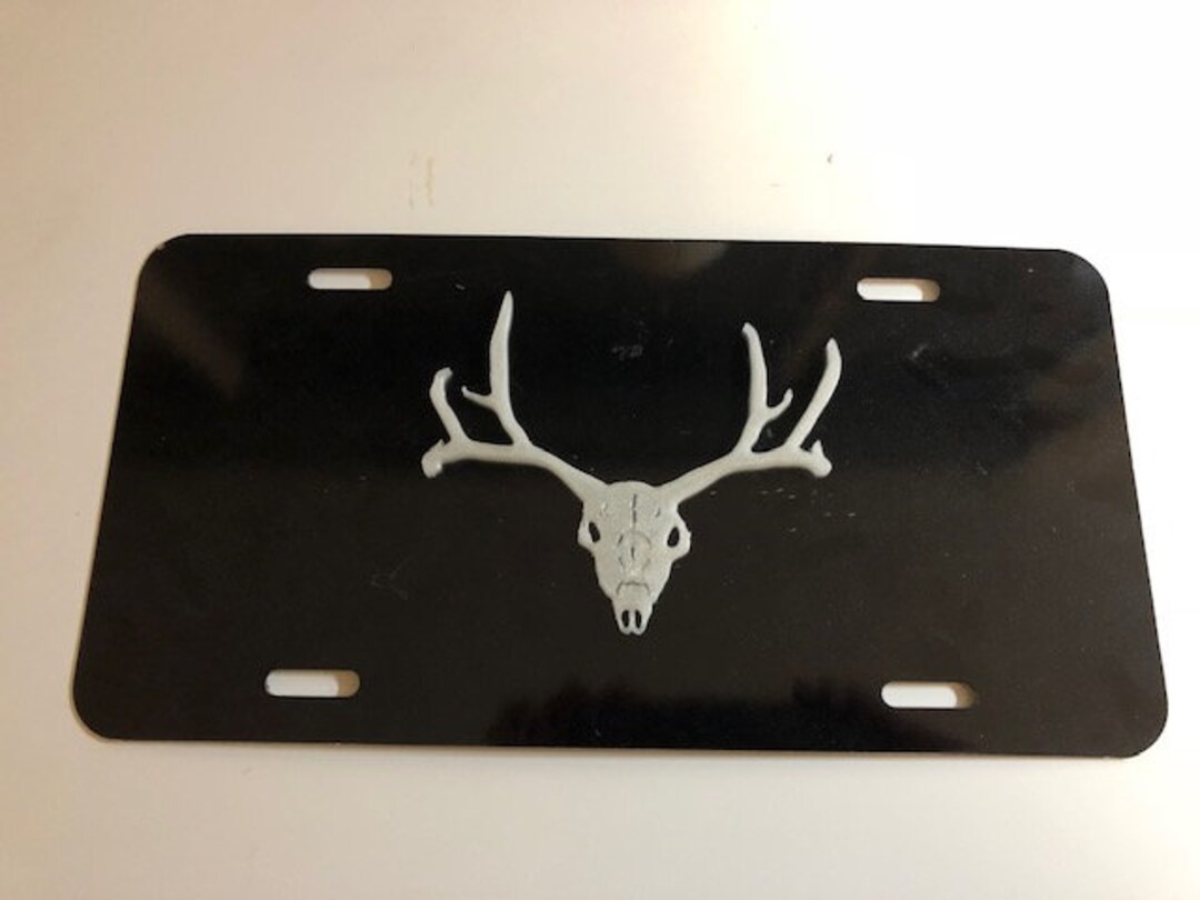 Deer Elk in 3D Version - Glow in the DARK - License Plate INSERT Black ...