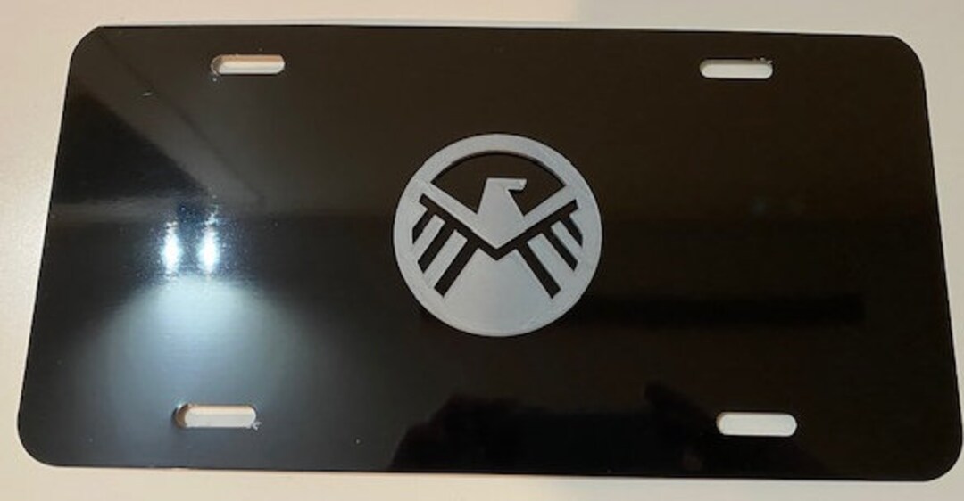 Shield in 3D License Plate INSERT Black With Grey Automotive License ...