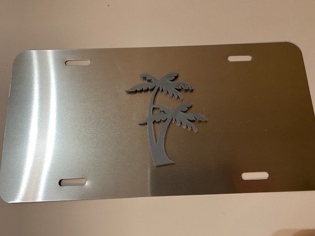 Palm Tree in 3D Version - Unique - License Plate INSERT Grey With Grey ...