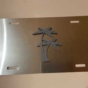 Palm Tree in 3D Version - Unique - License Plate INSERT Grey With Grey ...
