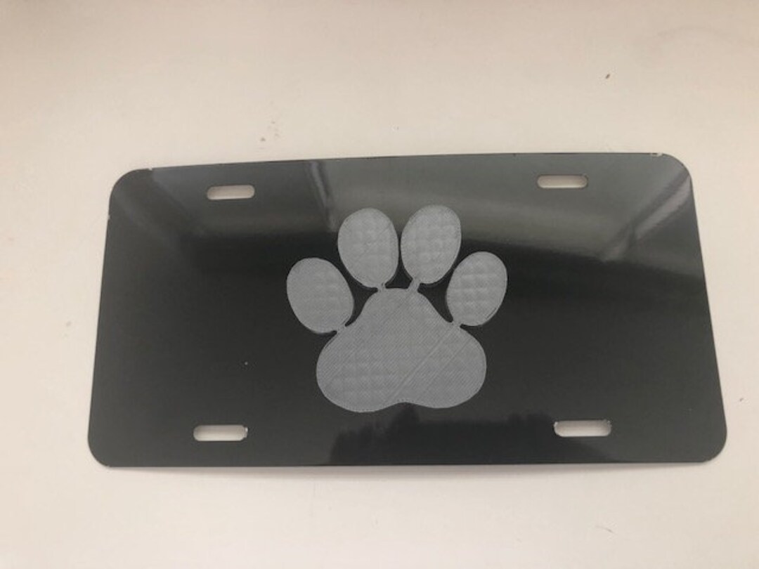 Dog Paw Big Version in 3D Version - Unique - License Plate INSERT Black ...