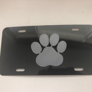Dog Paw Big Version in 3D Version - Unique - License Plate INSERT Black ...