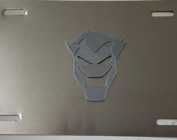 Joker Laughing Face in 3d- Unique - License Plate INSERT Grey With Grey ...