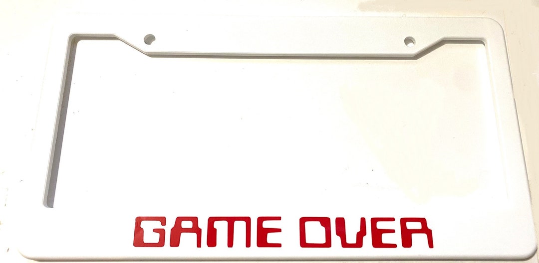 Gamer Style " Game Over " in 8 Bit - White With Red License Plate Frame ...
