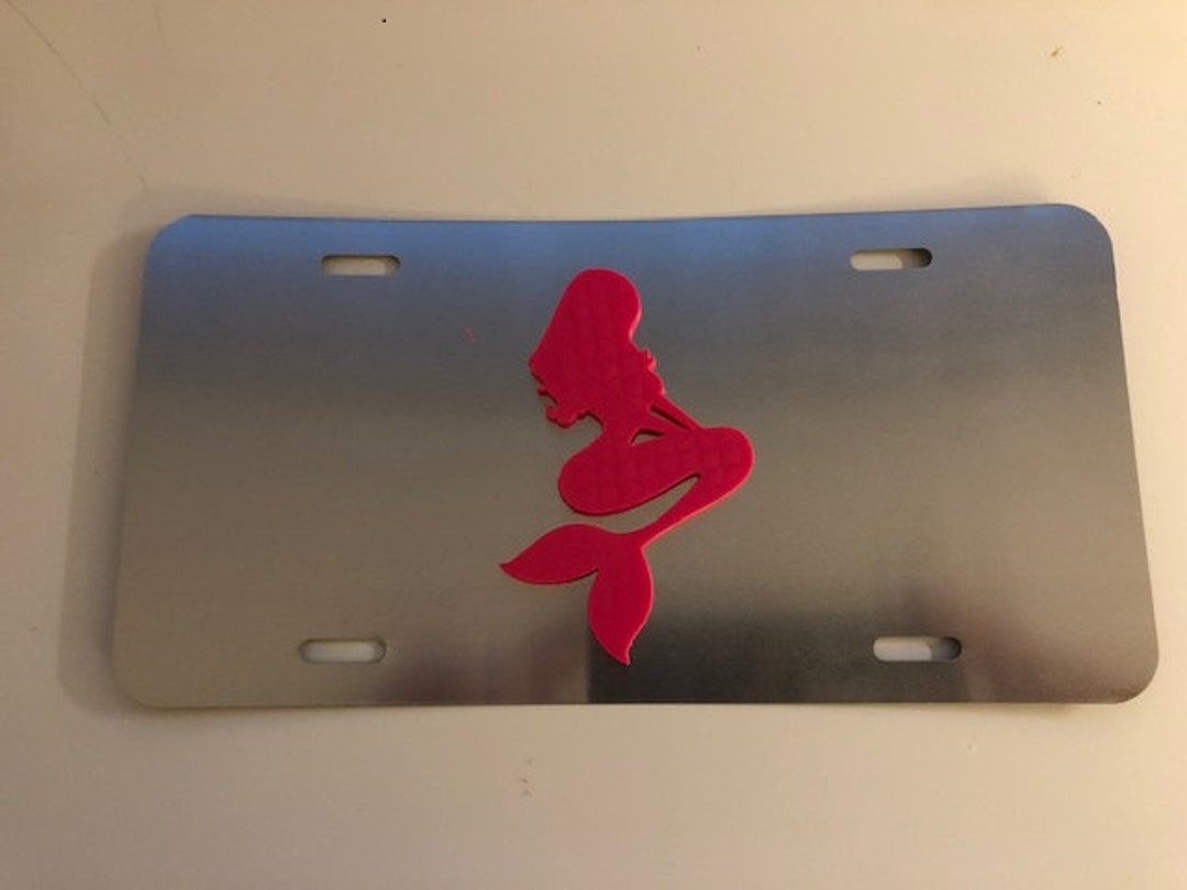 Mermaid in 3d - Grey With Pink License Plate INSERT Automotive License ...