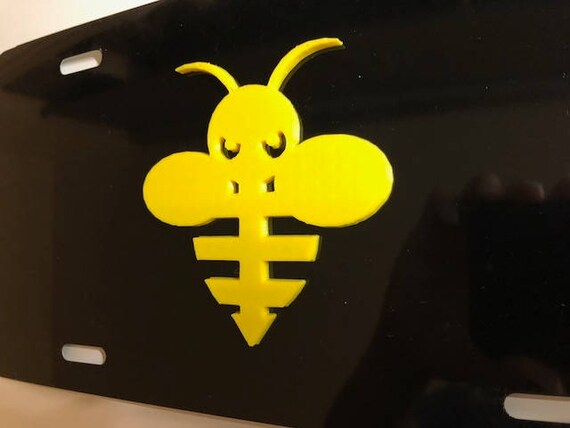 Bumble Bee Buzz in 3d Unique License Plate INSERT Black | Etsy