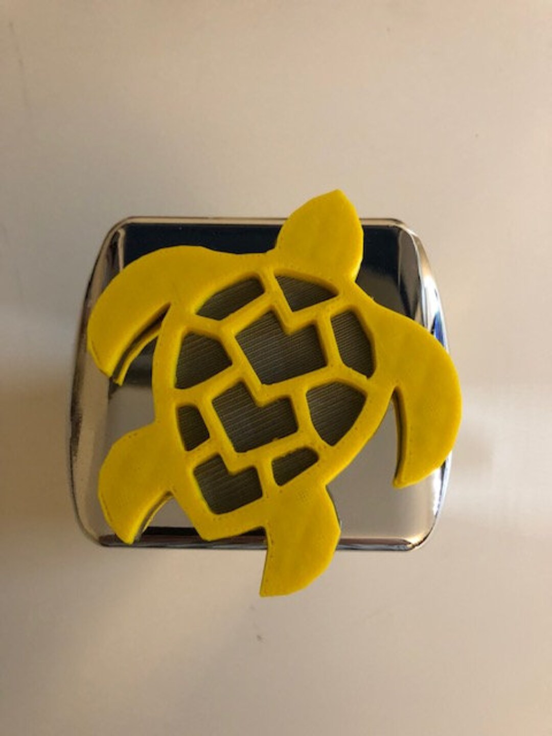 Turtle in 3d Yellow With Grey Shell - Chrome 2 Inch Trailer Hitch Cover ...