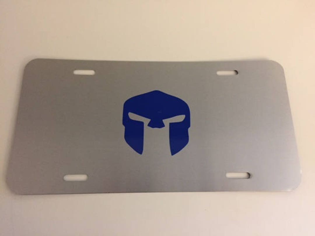 Spartan Helmet Mask Warrior - Grey With Blue License Plate INSERT ...