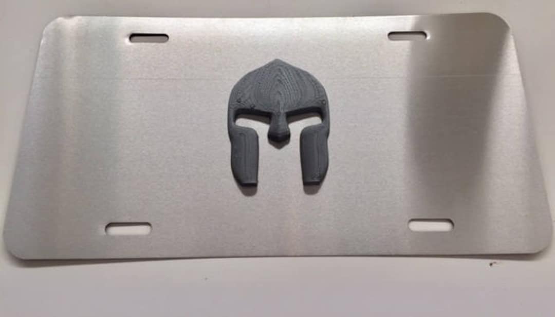 Spartan Mask Style 3D Version - Unique - License Plate INSERT Grey With ...