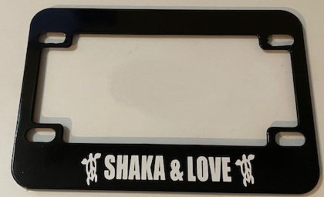 Shaka and Love - Black Scooter / Motorcycle License Plate Frame - Love ...