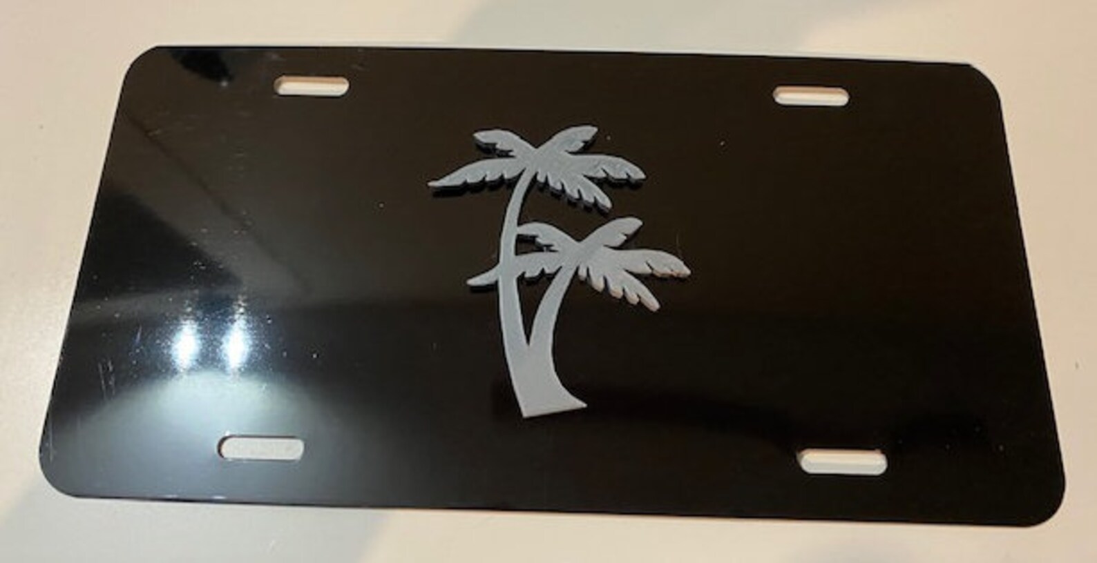 Palm Tree in 3D Version - Unique - License Plate INSERT Black With Grey ...