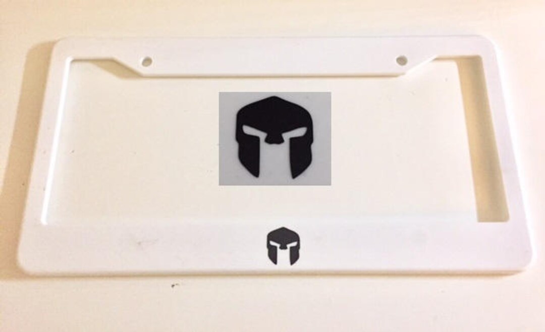 Spartan Mask Helmet - White License Plate Frame - Iron Man Style ...