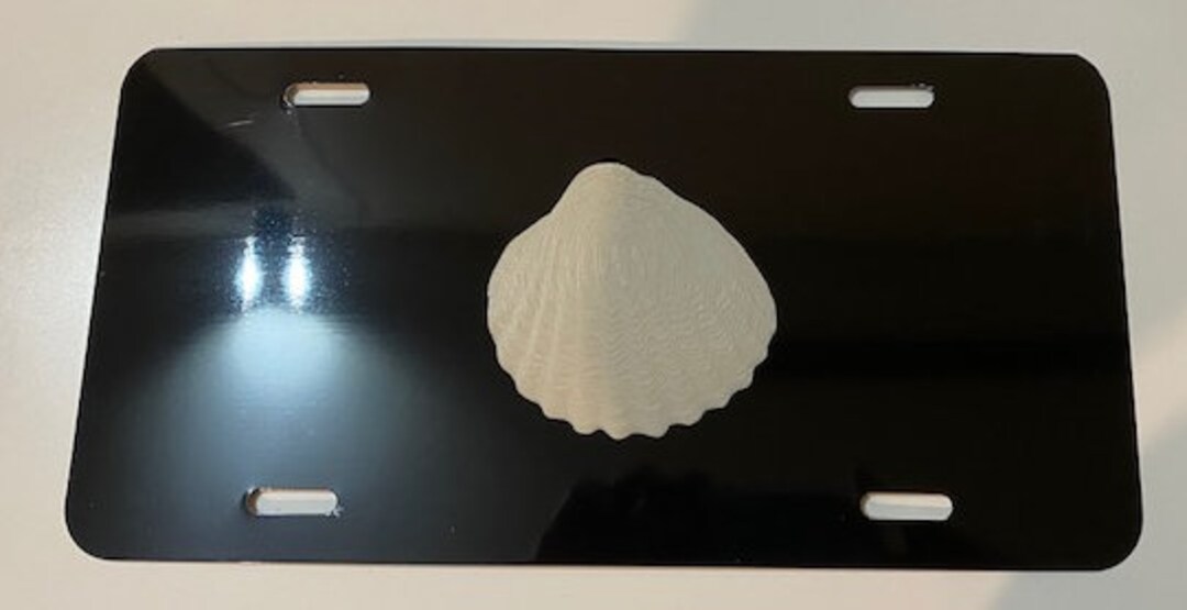 Sea Shell in 3D Version License Plate INSERT Black With White ...