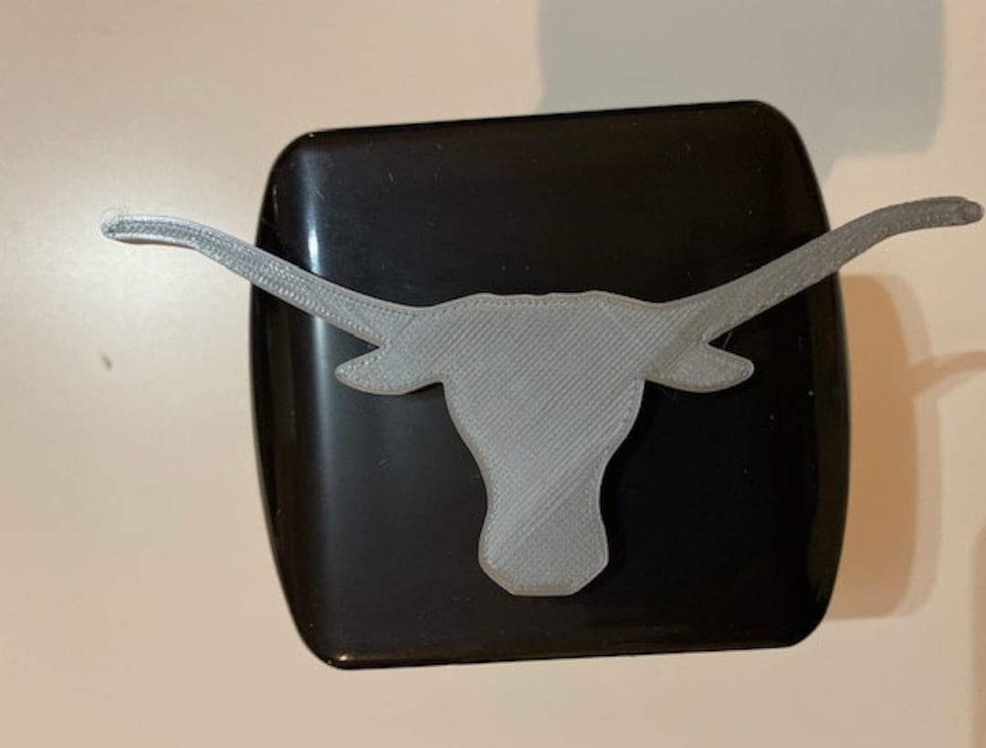 Longhorns Bull in 3d - Black With Grey 2 Inch Trailer Hitch Cover ...