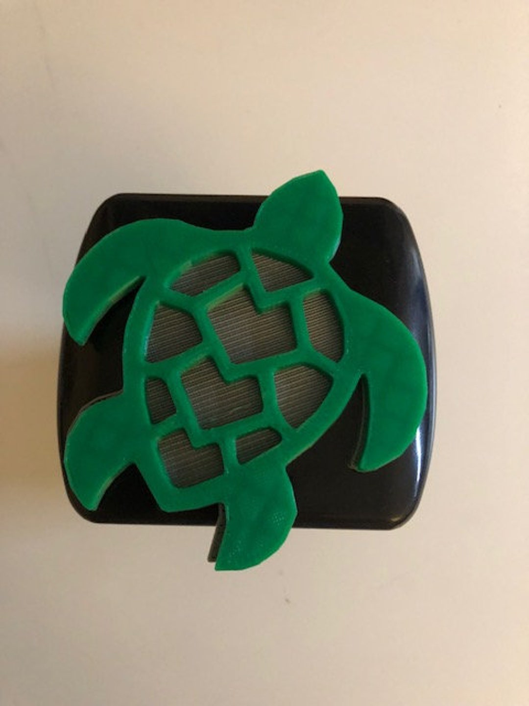 Turtle in 3d Green With Grey Shell - Black 2 Inch Trailer Hitch Cover ...