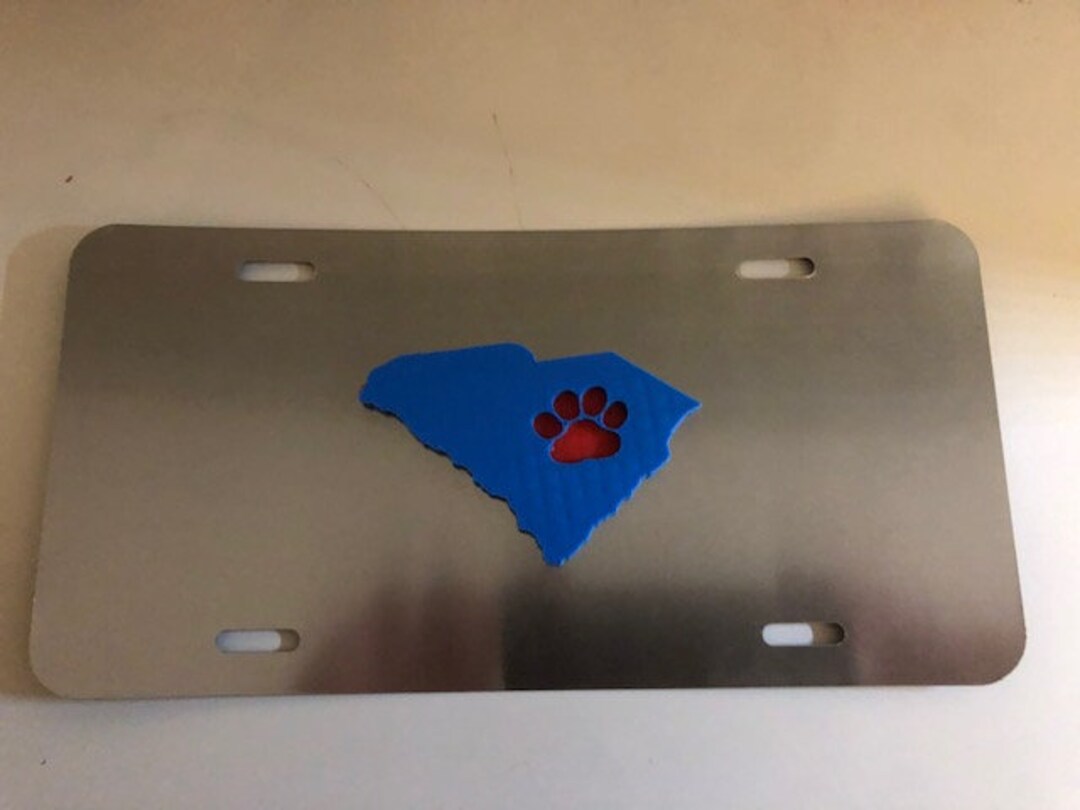 South Carolina State With Paw in 3d - Grey With Blue and Red Paw ...
