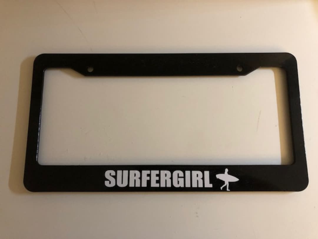 Surfer Girl ( With Surfer Image ) - Black License Plate Frame ...
