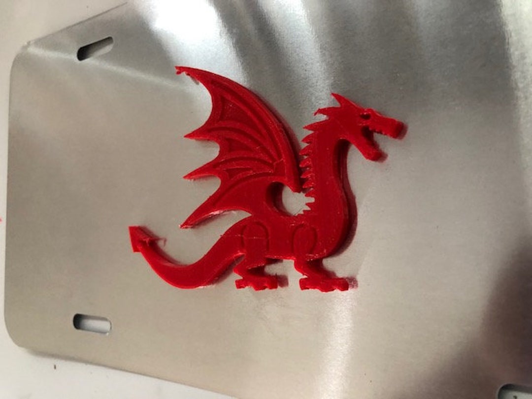 Dragon in 3D License Plate INSERT Grey With RED Automotive License ...