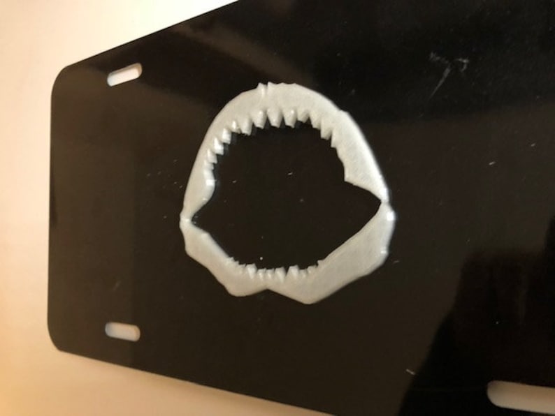 Shark Teeth Jaws in 3D Version - Glow in the DARK - License Plate ...