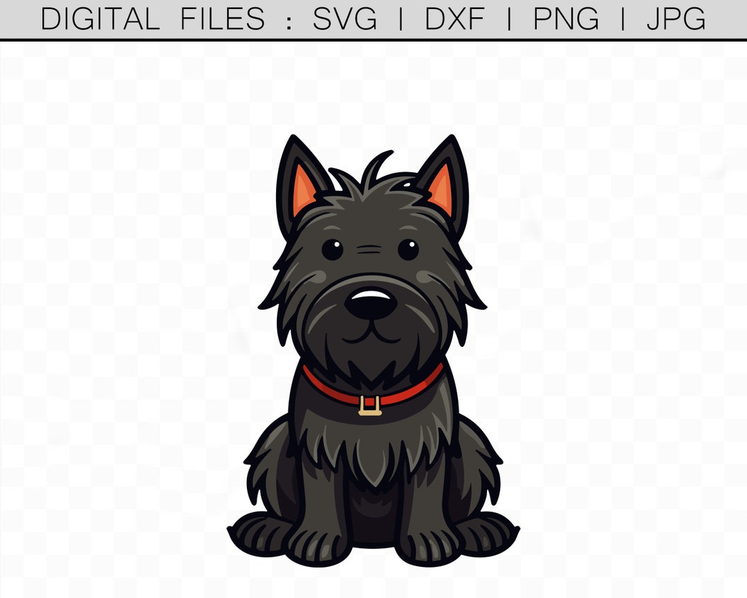 Scottish Terrier Dog SVG Cartoon Clipart Vector Illustration, Digital ...