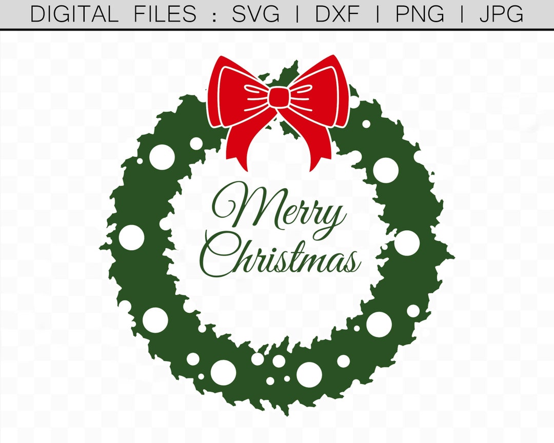 Christmas Wreath Svg, Merry Christmas Greeting Svg, Christmas Card Svg ...