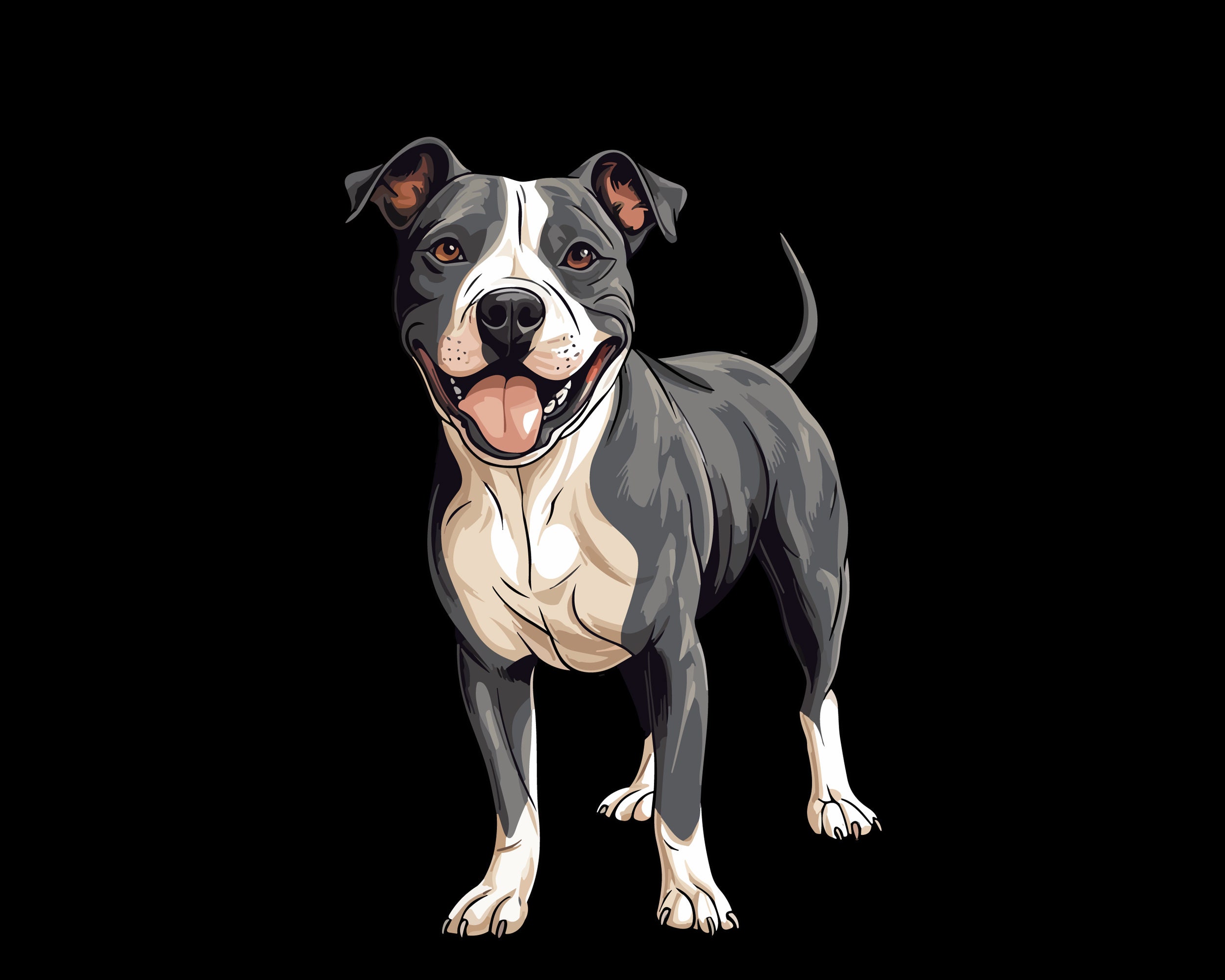Happy Staffordshire Terrier Dog Clipart, Svg, Png, Dxf, Vector Art ...