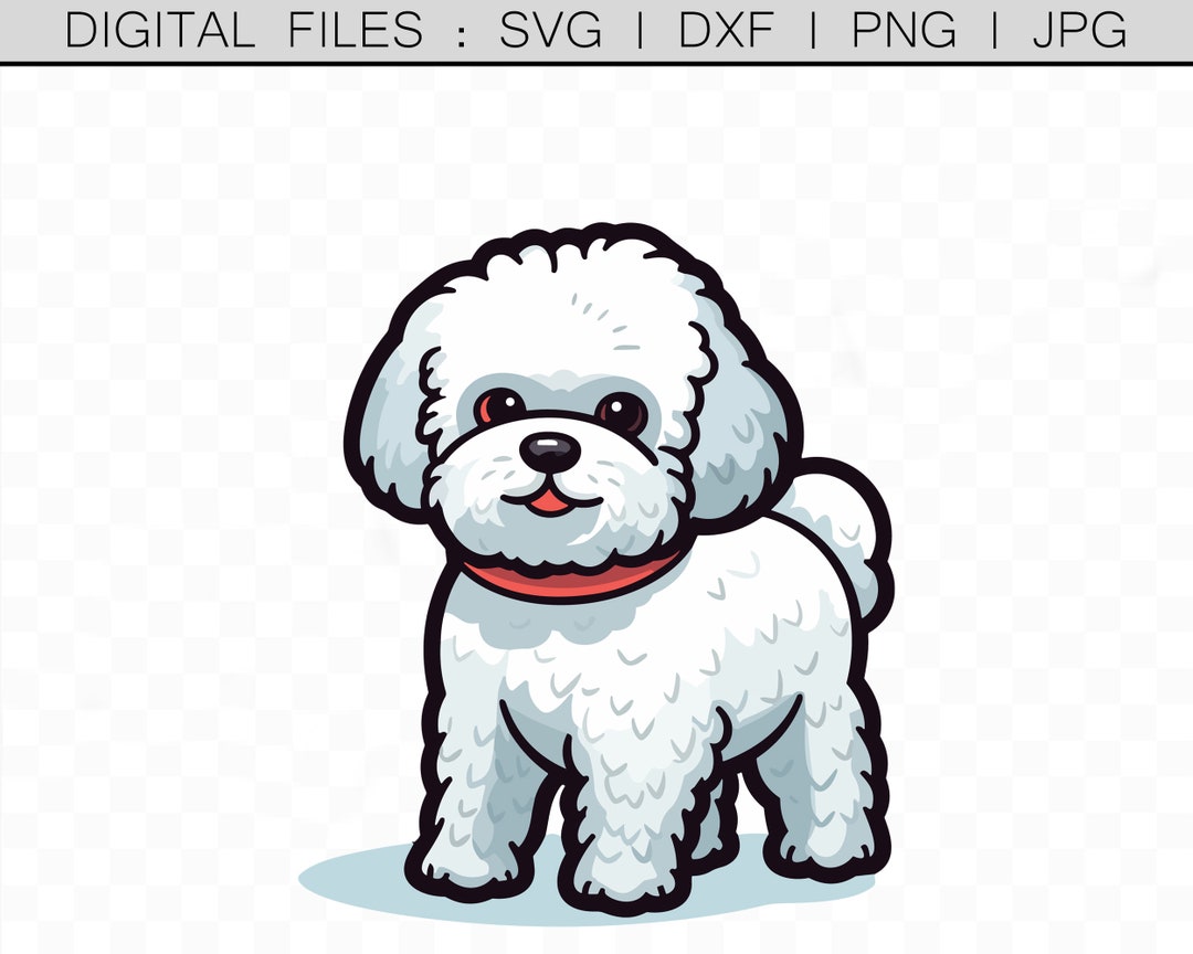 Bichon Frise Dog, Cute Bichon Frise Card Clipart, Mug Sublimation ...