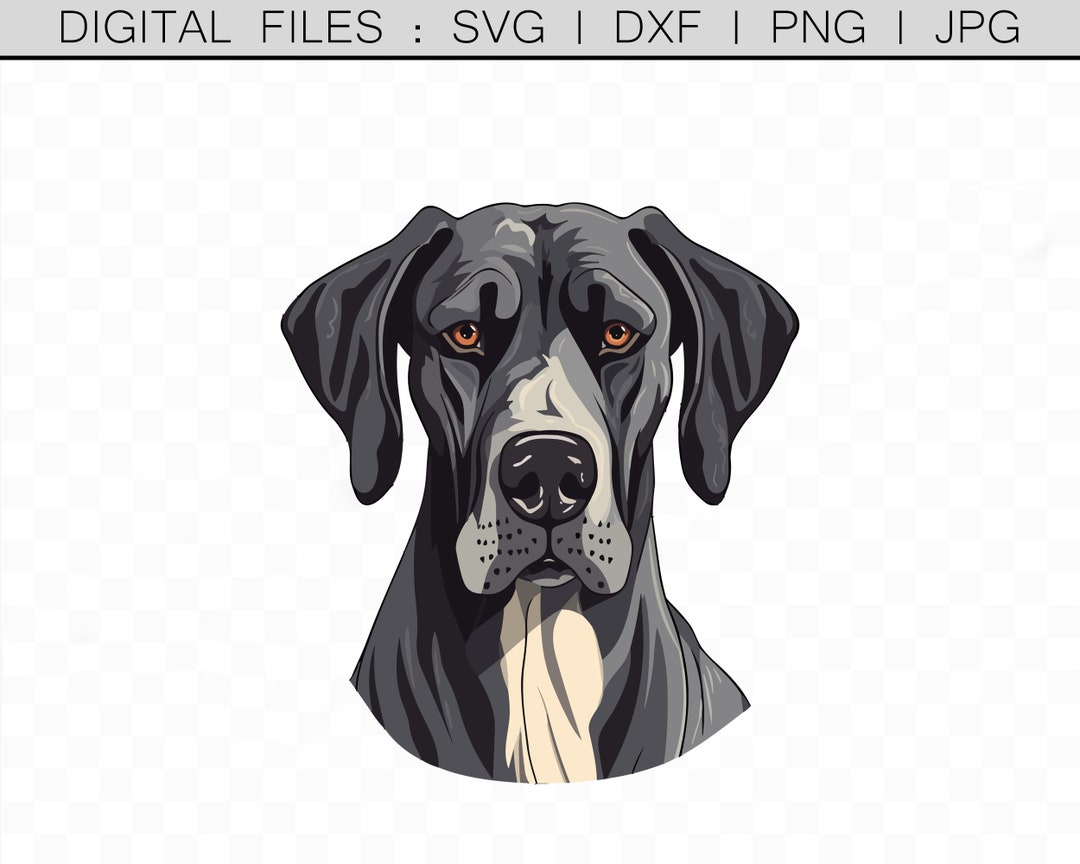 Great Dane Head Clipart Svg Png Dxf Jpg Vector Clip Art - Etsy