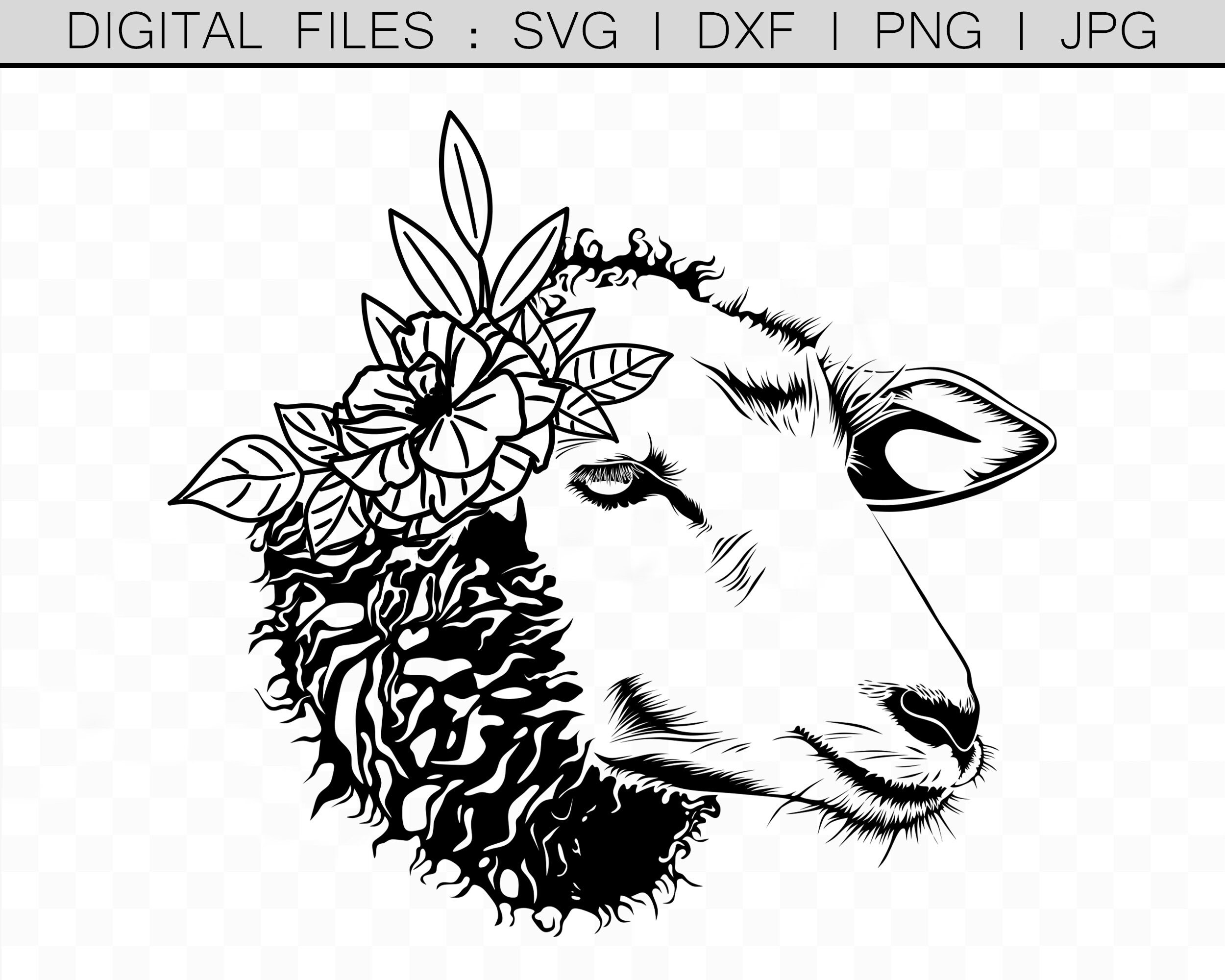 Schaf mit Blumen svg Schaf Clipart SchafKopf svg Bauernhaus | Etsy