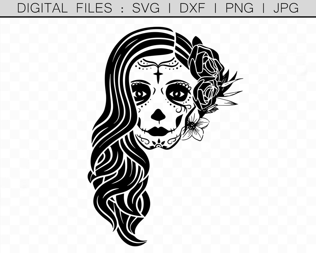 Sugar Skull Svg, Flower Skull Svg, Female Skull Svg, Halloween Gothic ...