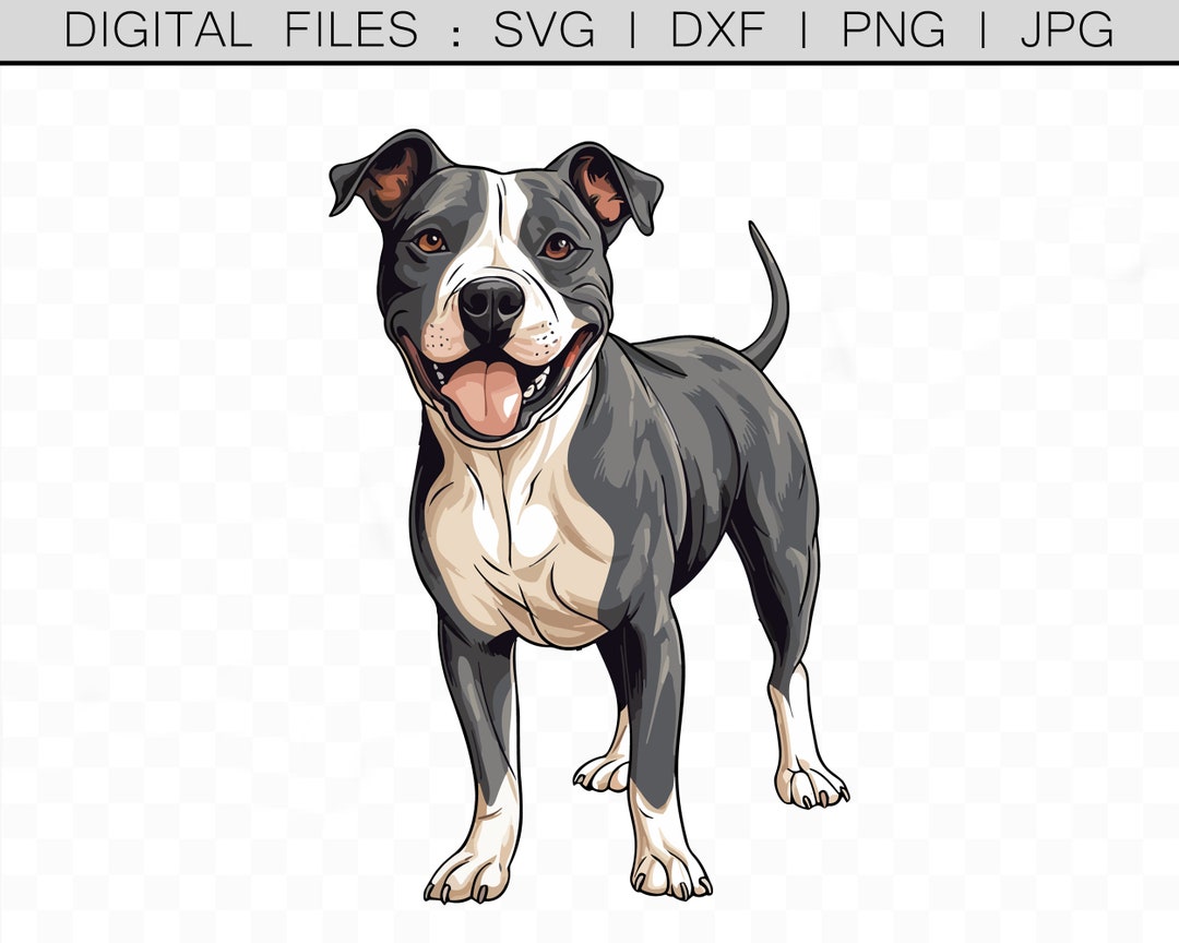 Happy Staffordshire Terrier Dog Clipart, Svg, Png, Dxf, Vector Art ...