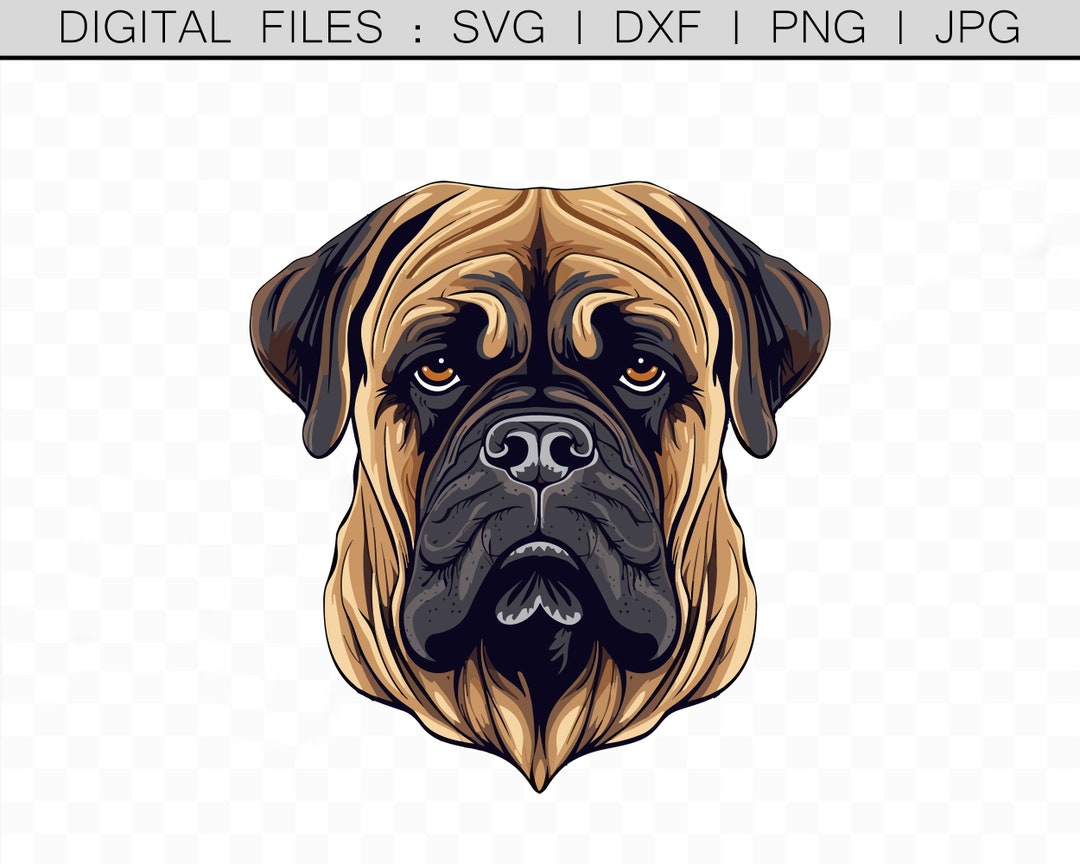 Bullmastiff Dog Head Logo, Bullmastiff Svg, Dog Head Vector Clipart ...