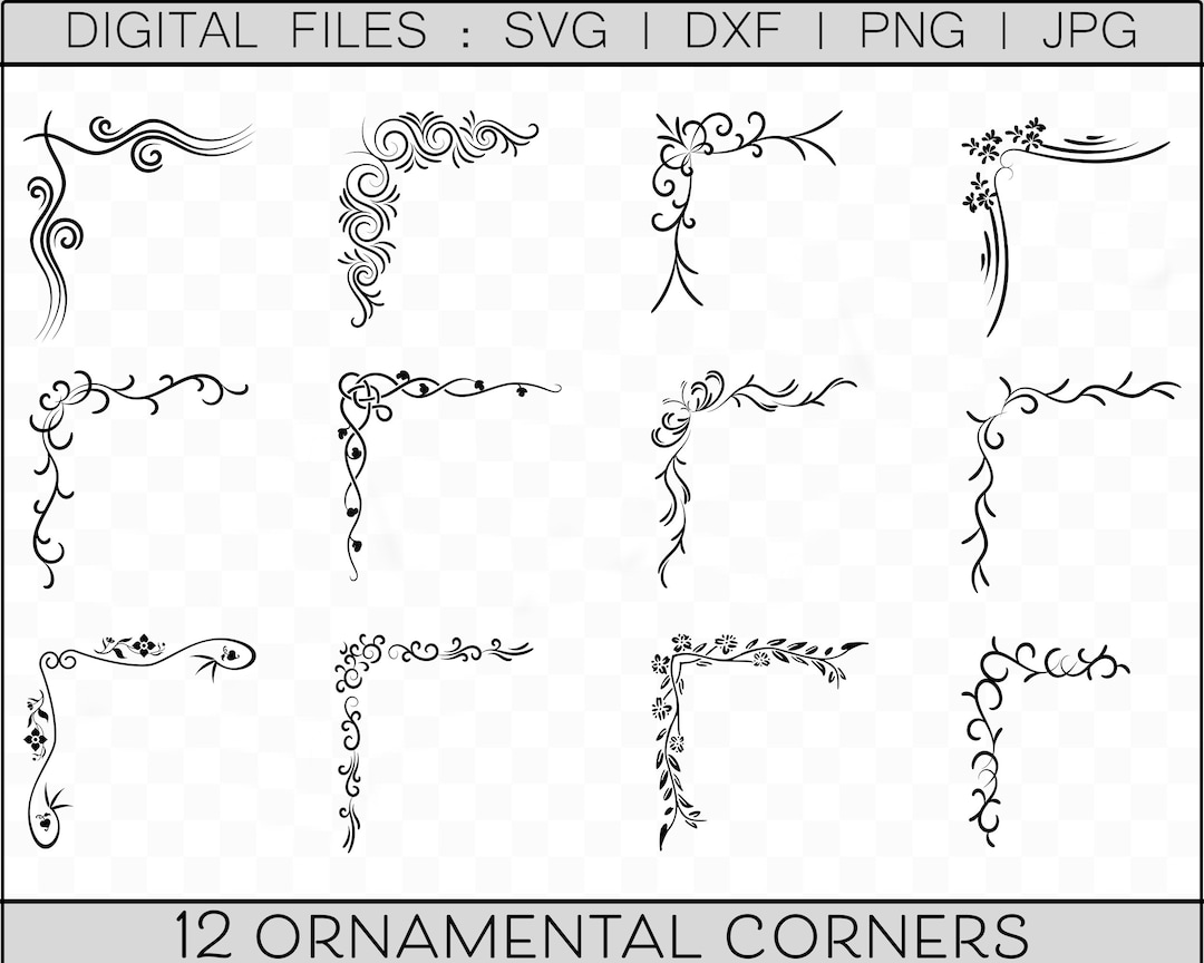 Frame Svg Decorative Corners DXF Files Ornamental Corners - Etsy