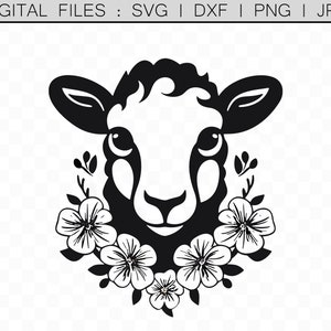 Lamb Head Floral Logo Sheep SVG Clipart Vector Laser DXF - Etsy