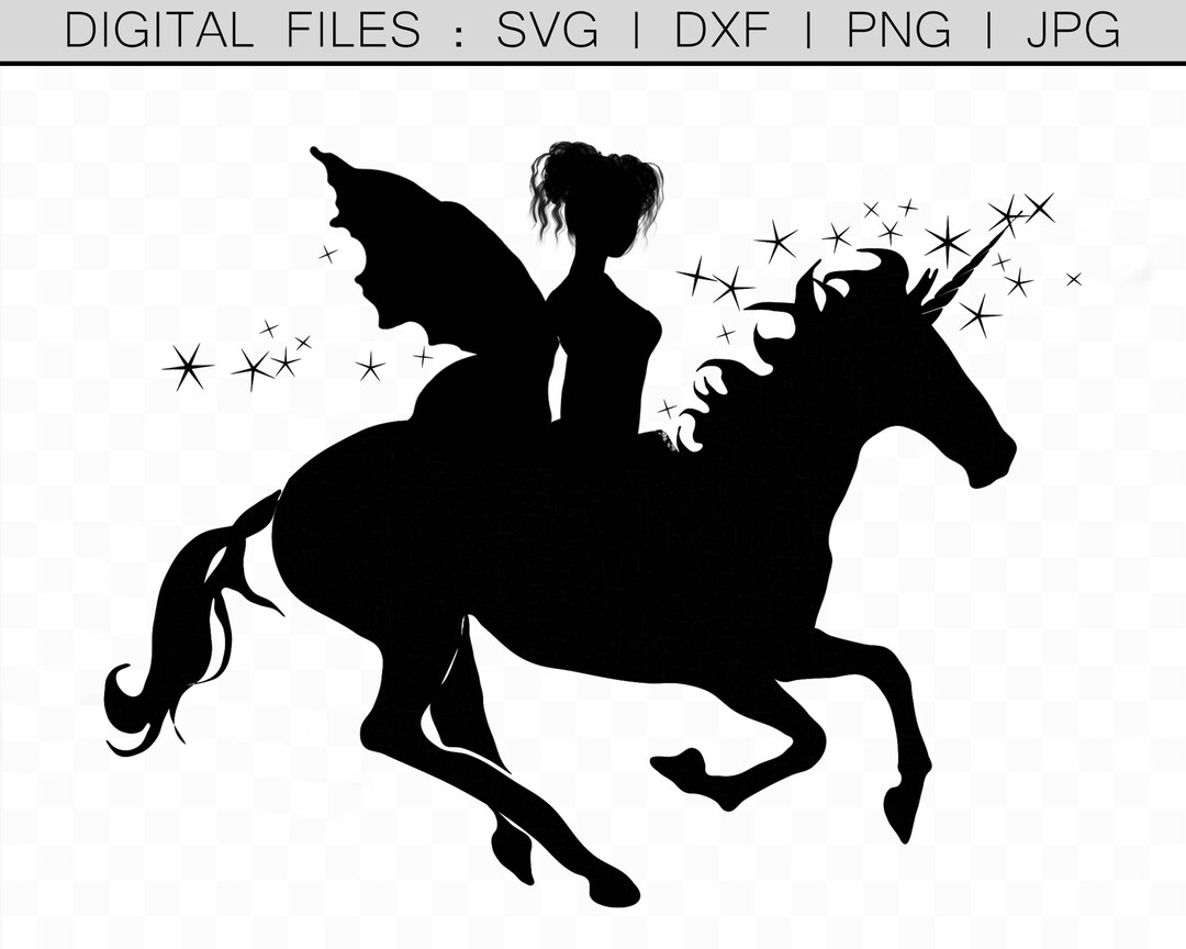 Fairy Riding Unicorn Svg, Fairy Silhouette Svg, Cricut Fairy Unicorn ...